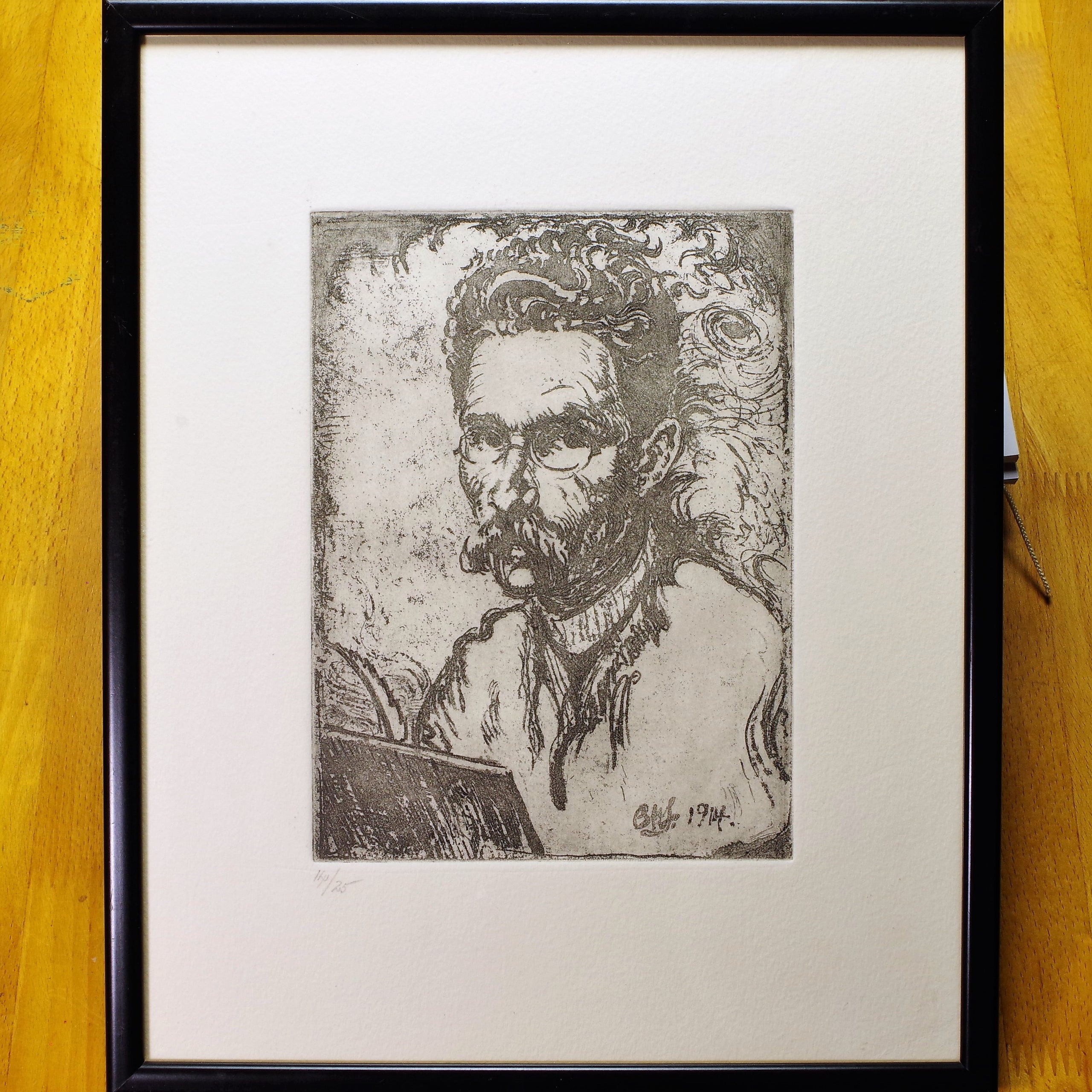 BL-E78 | バーナード・リーチ エッチング "Self Portrait" | Bernard Leach Etching "Self ...